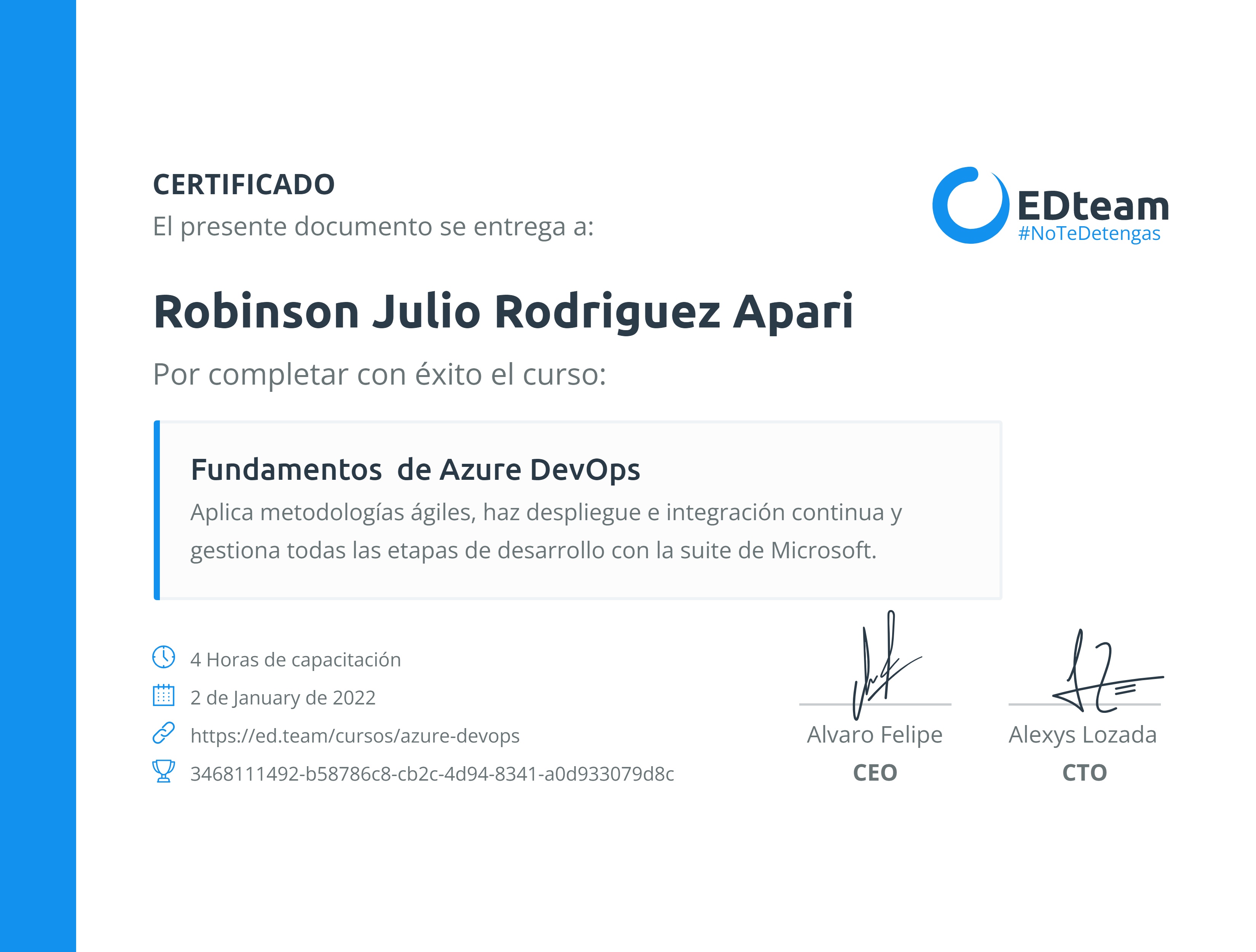 Certificado de Robinson Julio Rodriguez Apari del curso Fundamentos de ...