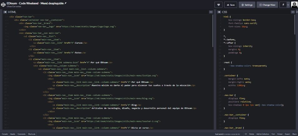 Code Weekend #5 - Menú desplegable | EDteam