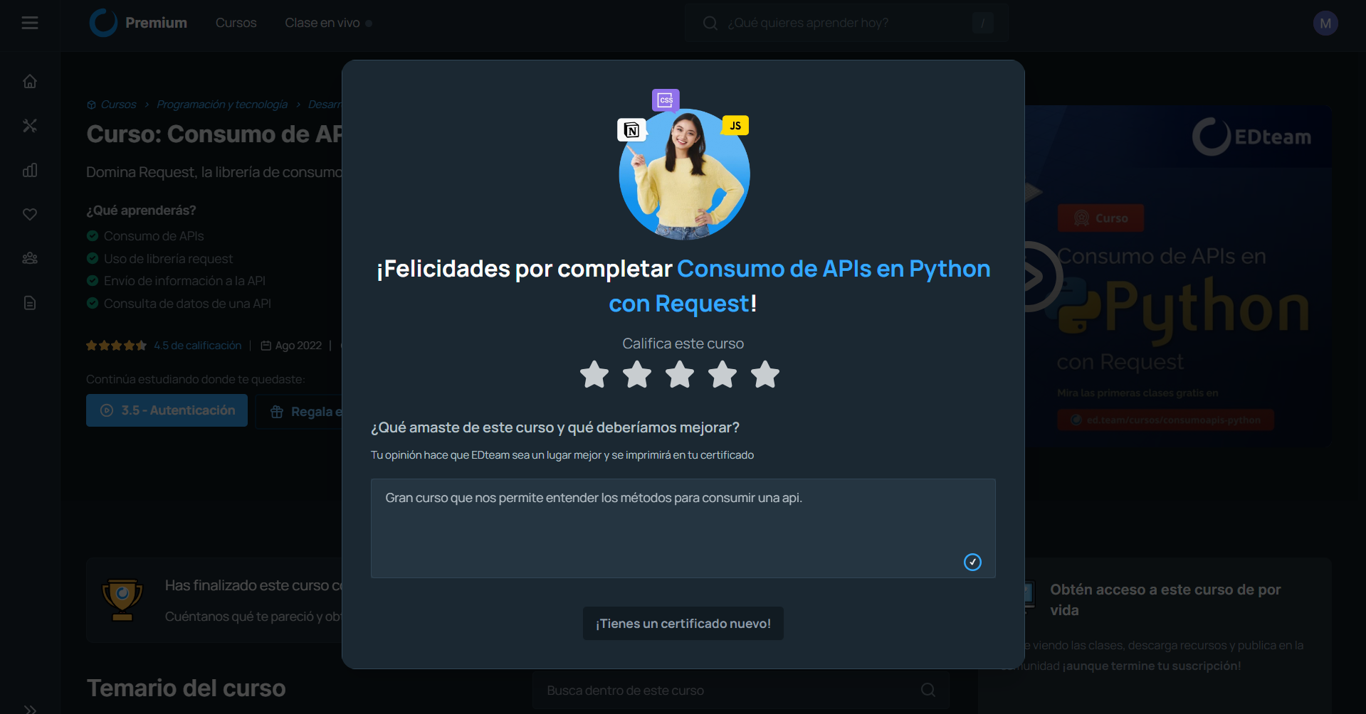 Error al intentar obtener certificado | EDteam