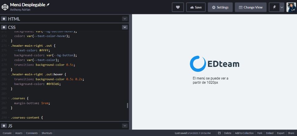 Code Weekend #5 - Menú desplegable | EDteam